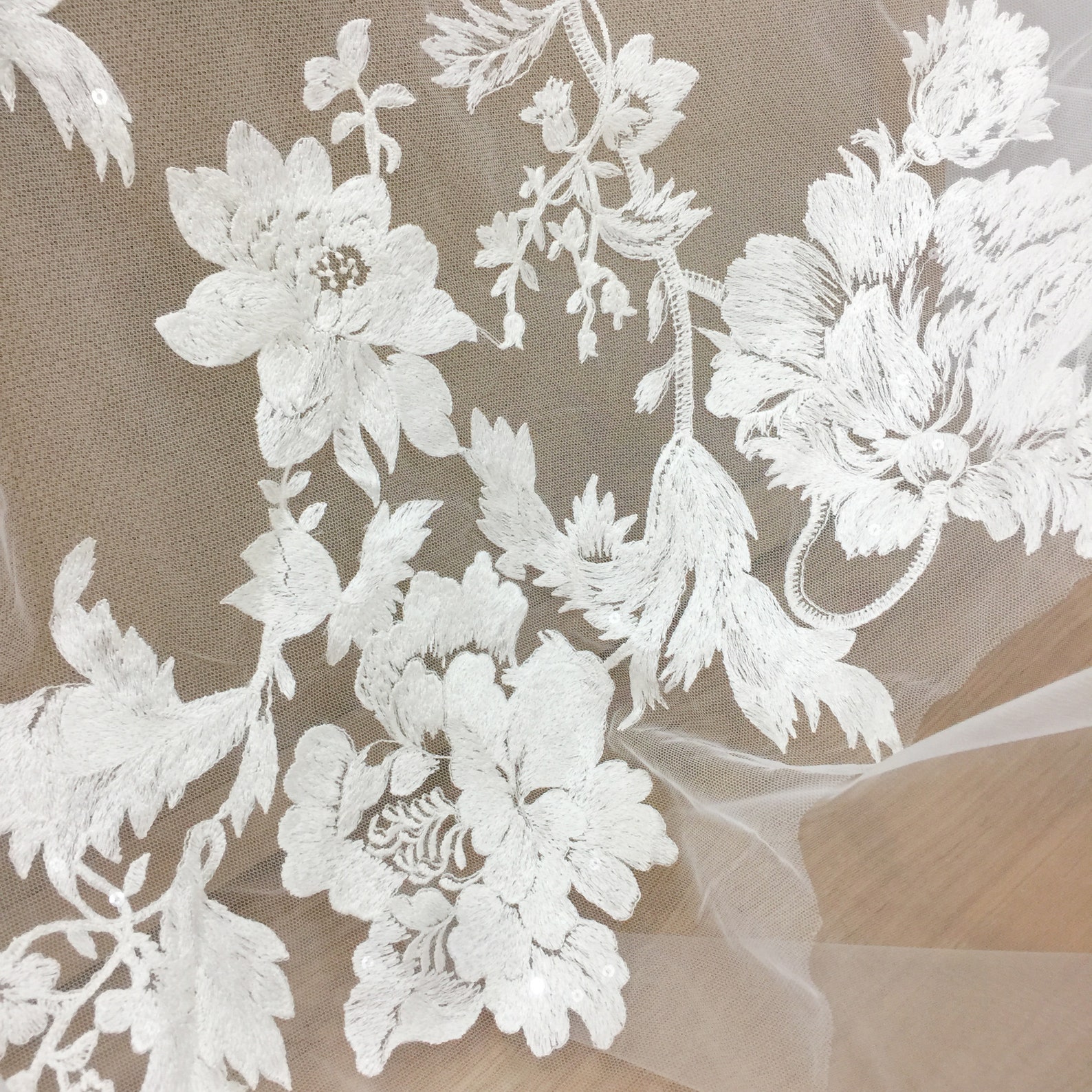 Exquisite Cotton Lace Applique Cream Embroidery Wedding - Etsy