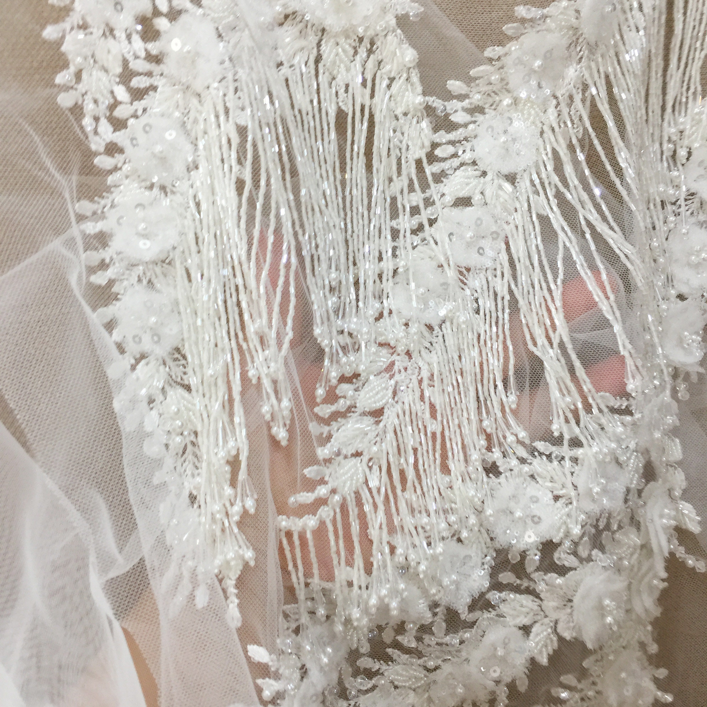 3D Flower Hand Beaded Dress Bodice Panel Beautiful Fringe | Etsy