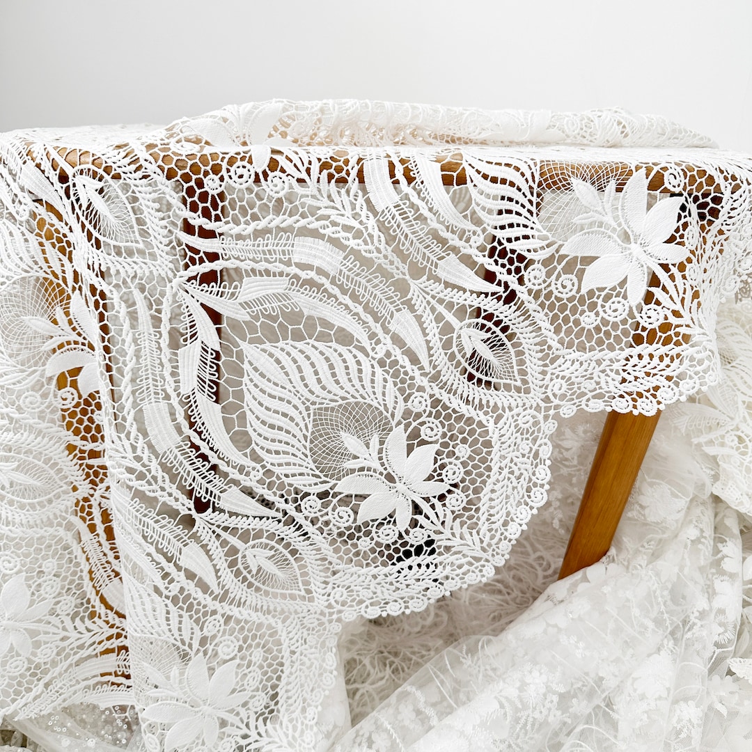 Guipure Boho Bridal Lace Fabric by Yard, Boho Wedding Dress Fabrics ...