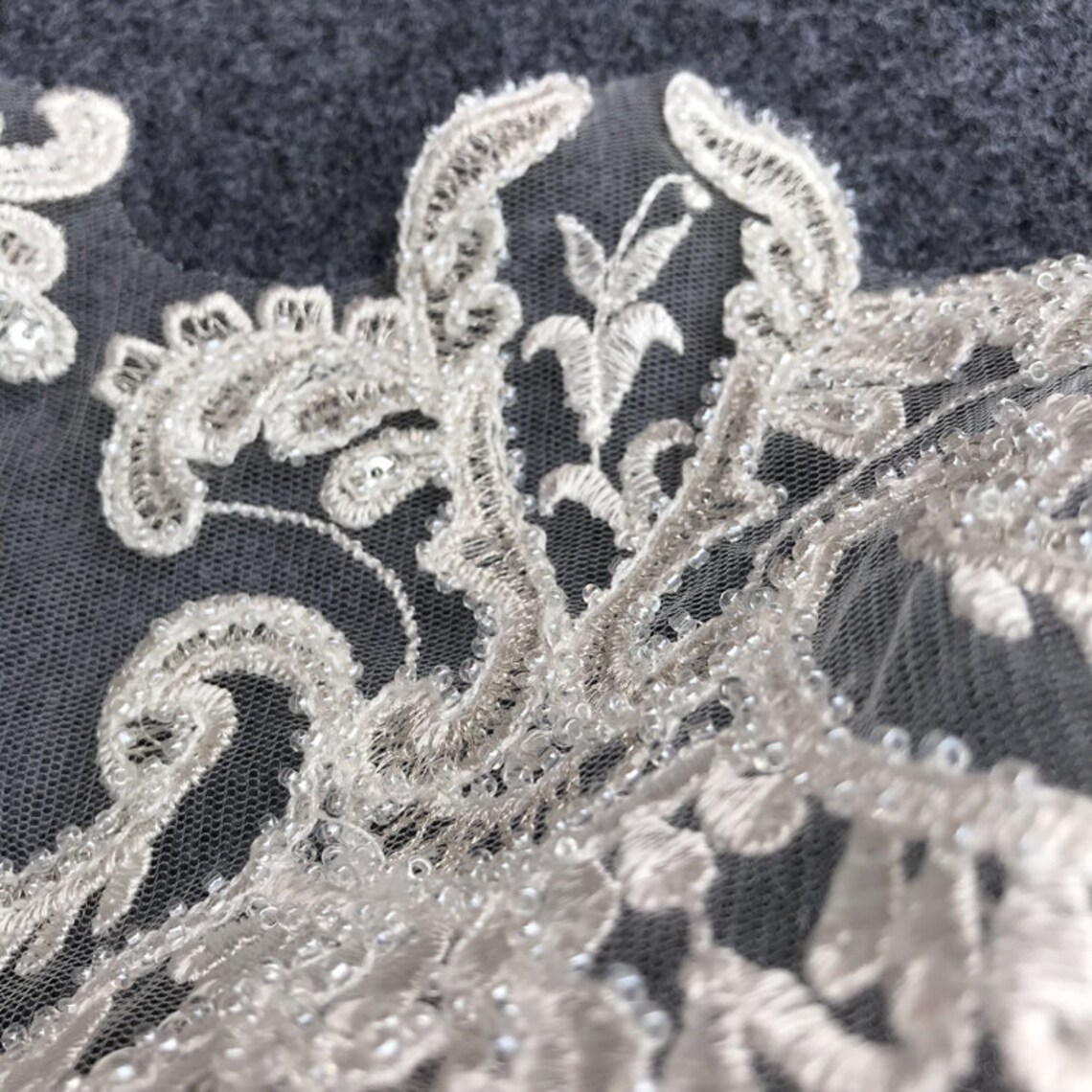 1 pc Exquisite 3D Silver Beaded bridal bodice lace applique | Etsy