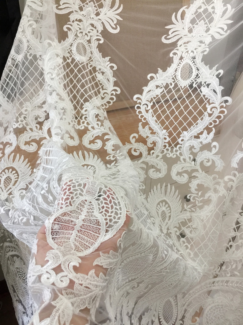 Luxury Dense Embroidered Bridal Lace Fabric in off White - Etsy