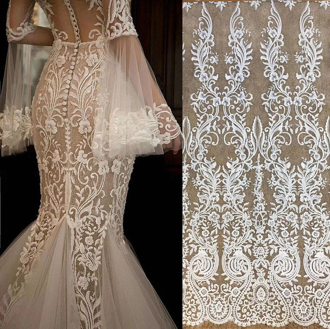 Sequin Embroidered Bridal Lace Fabric, Wedding Gown Lace, 51'' Wide - Etsy