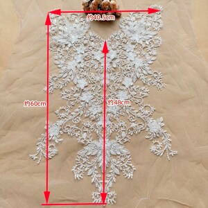 LARGE Heavy Beaded Bridal Applique - IVORY - Venice Lace Beaded ...