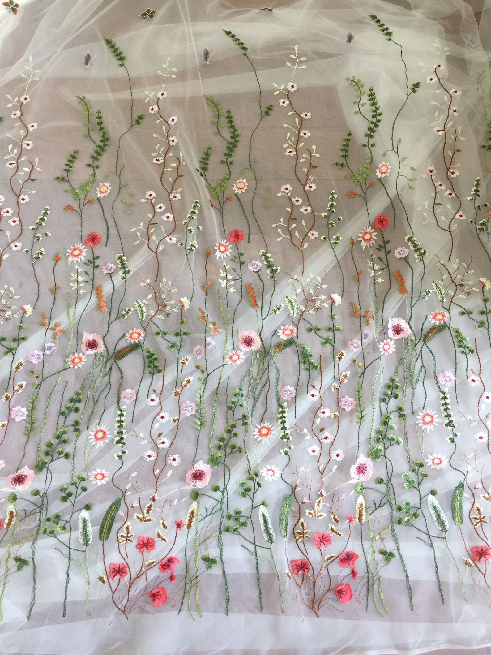 Colorful Floral Embroidery Lace Fabric for Women Dress Haute - Etsy