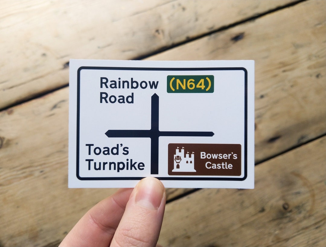 Mario Kart Road Sign Vinyl Sticker - Mario Kart 64, Video Game, Gaming ...