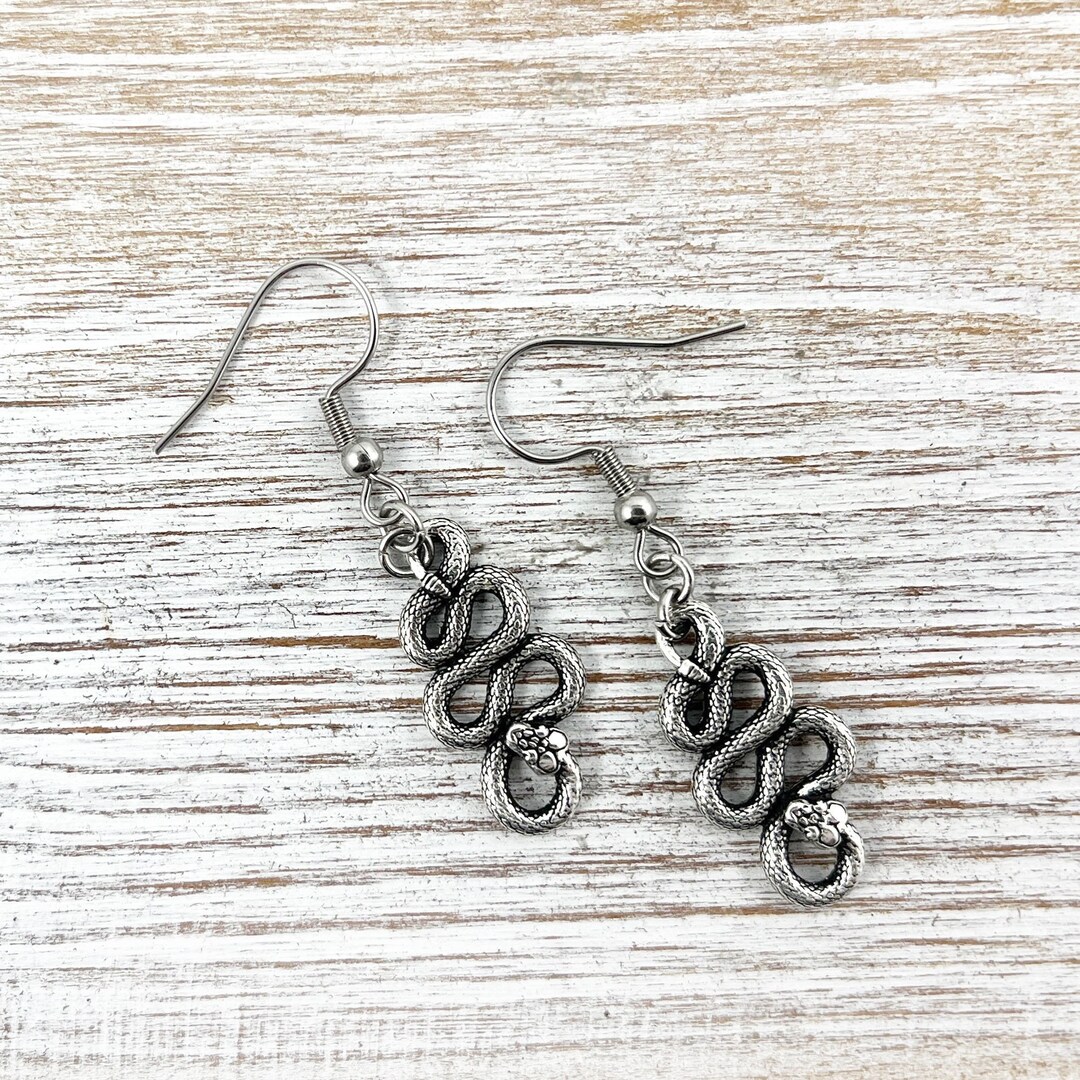 Tierracast Silver Plated Pewter Snake Earrings Rattle Snake Earrings ...