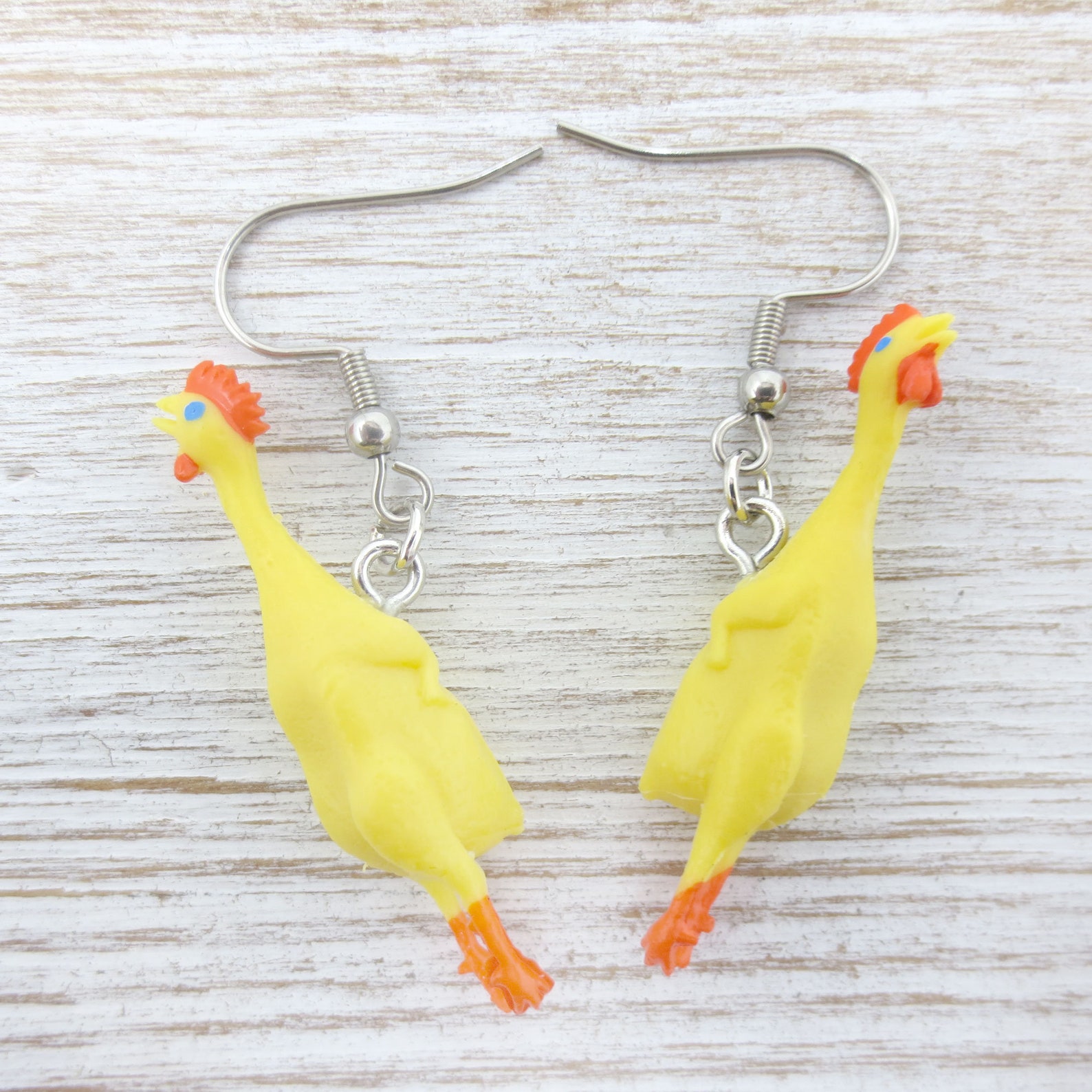 Mini Rubber Chicken Earrings 1980's Style Rubber | Etsy