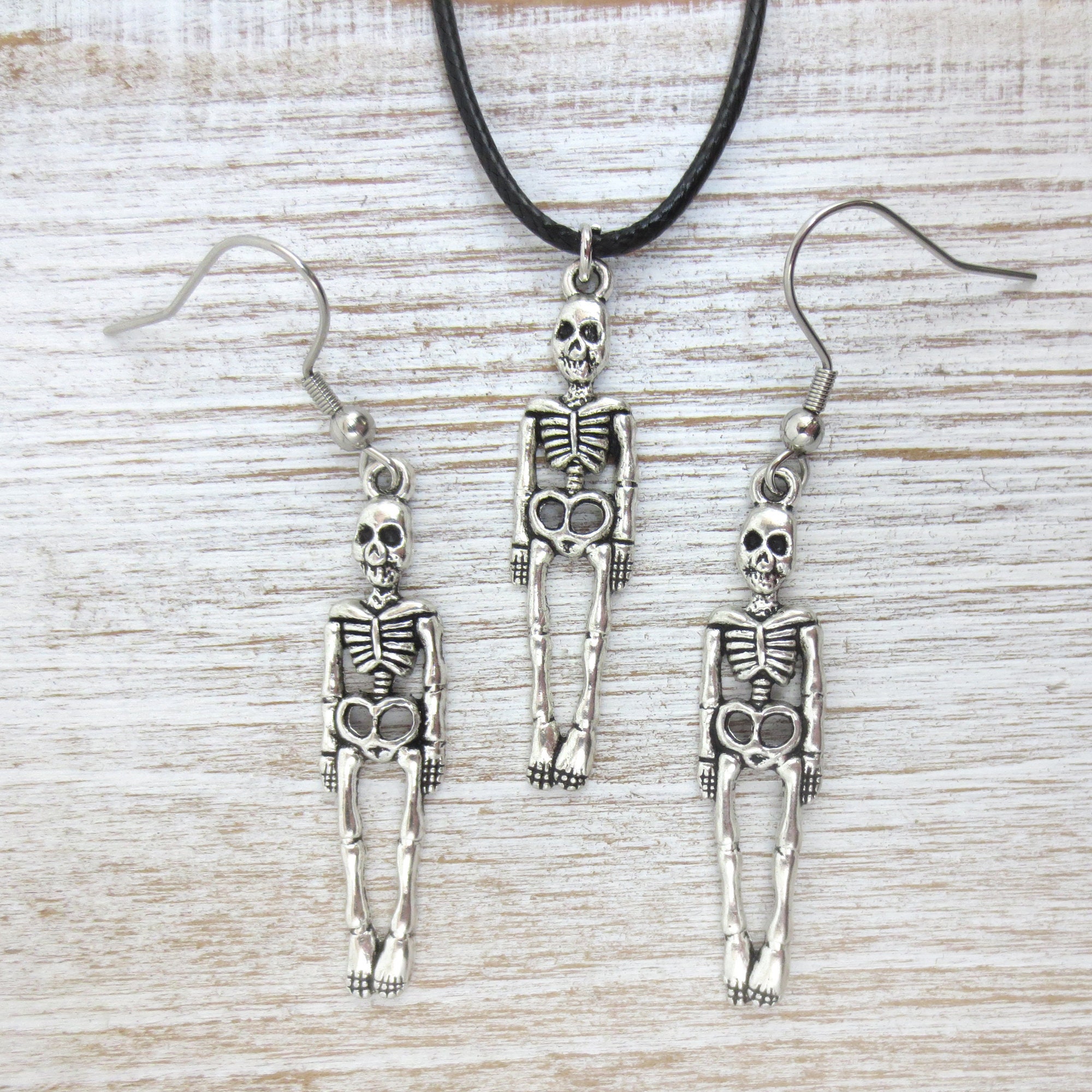 Skeleton Earring and Necklace Set Skeleton Gift Anatomy | Etsy