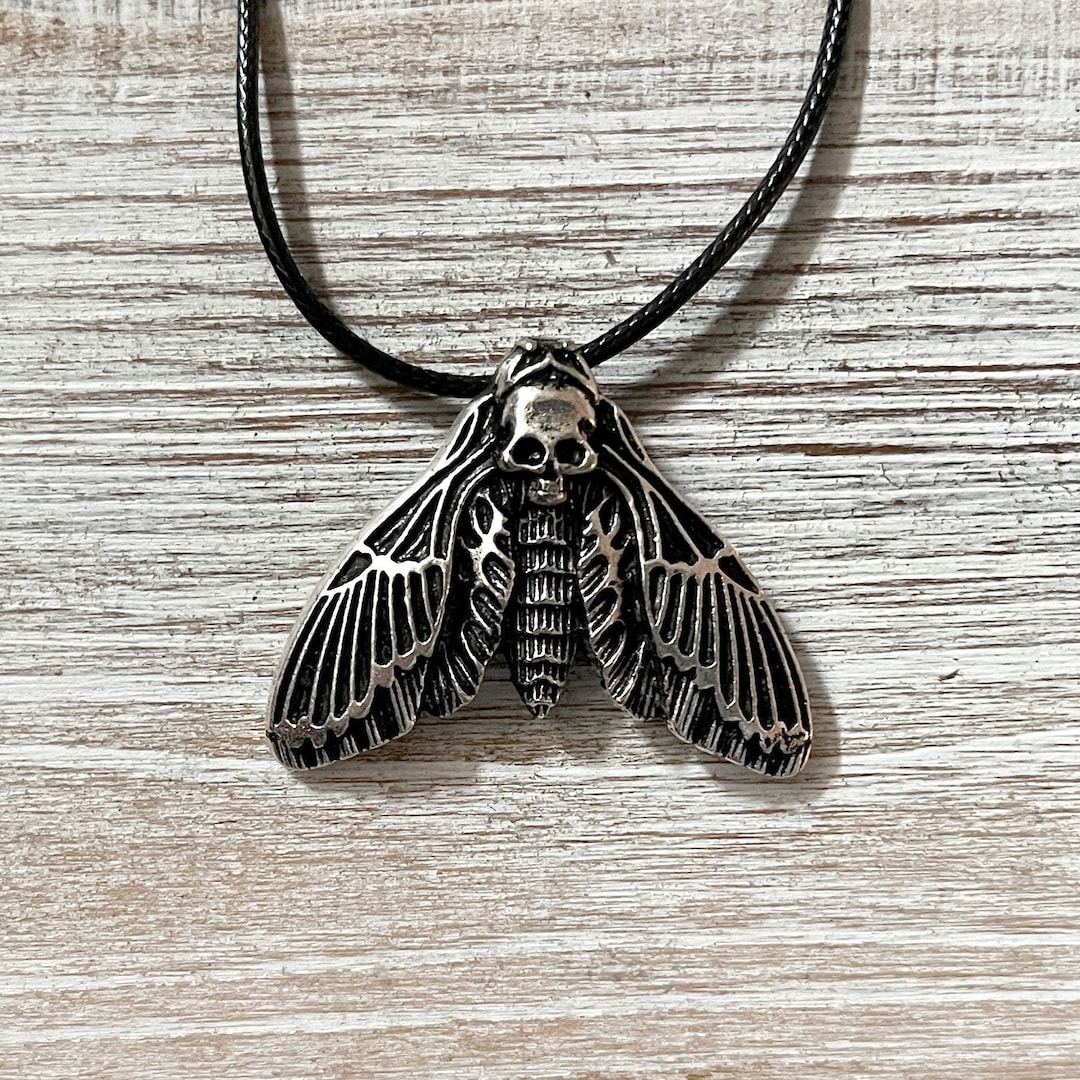 Death's Head Hawk Moth Necklace: Antique Silver Skull Gothic Pendant - Etsy