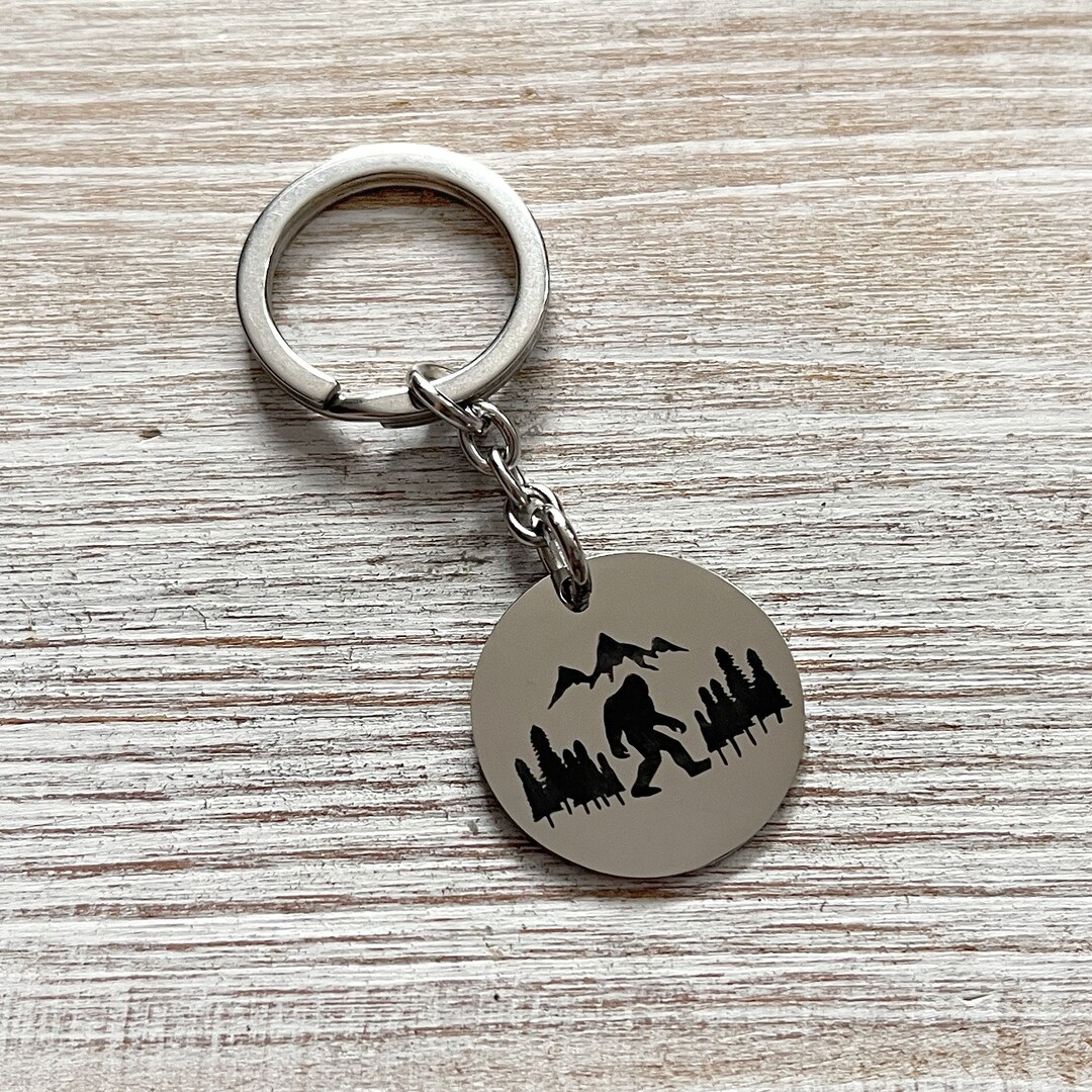 Sasquatch Keychain: Stainless Steel Bigfoot, Cryptid Gift - Etsy