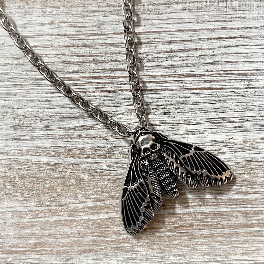 Death's Head Hawk Moth Stainless Steel Necklace ~ Skull Necklace ...