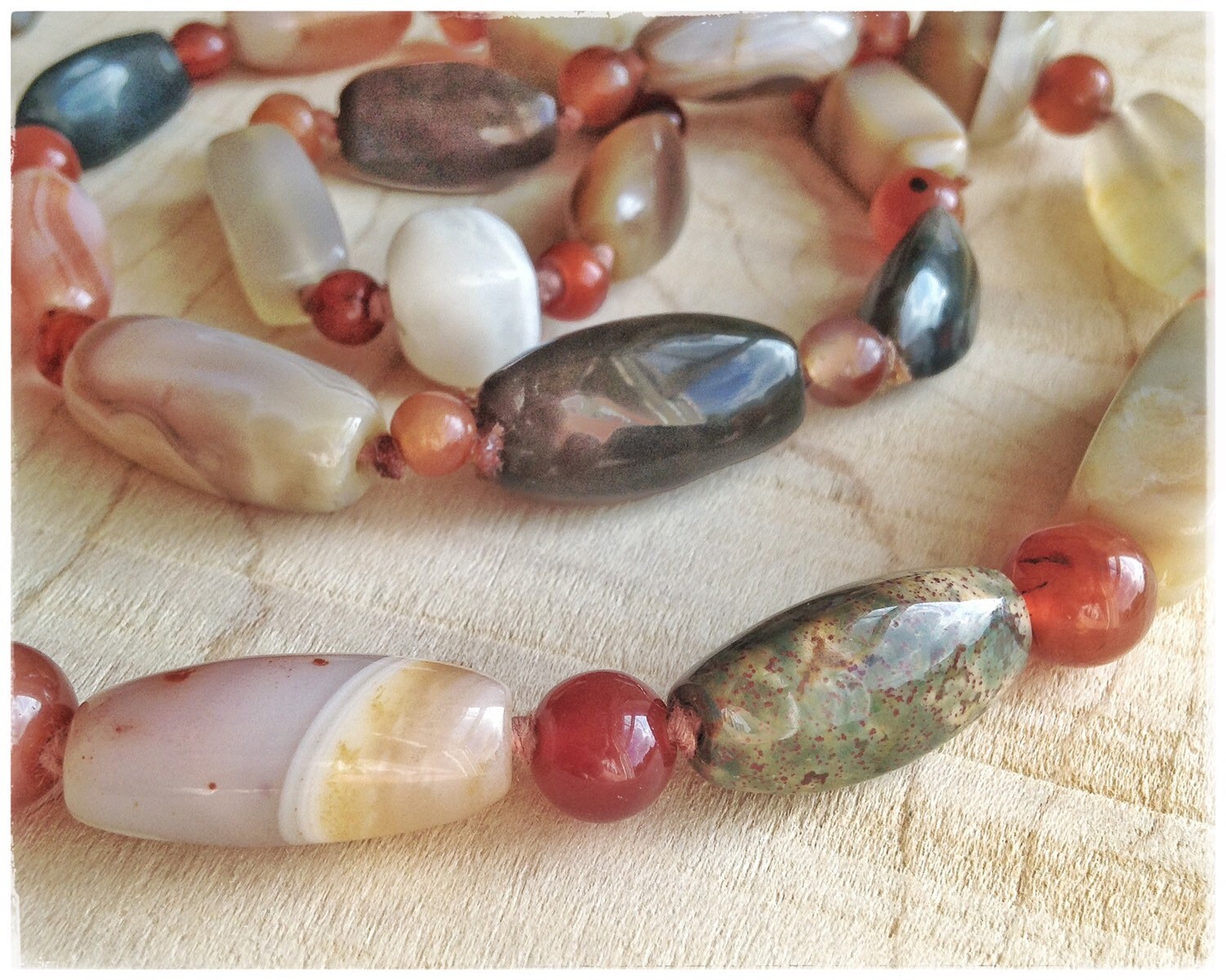 NATURAL AGATE Necklace, Gemstones Necklace, Vintage Agate Necklace ...