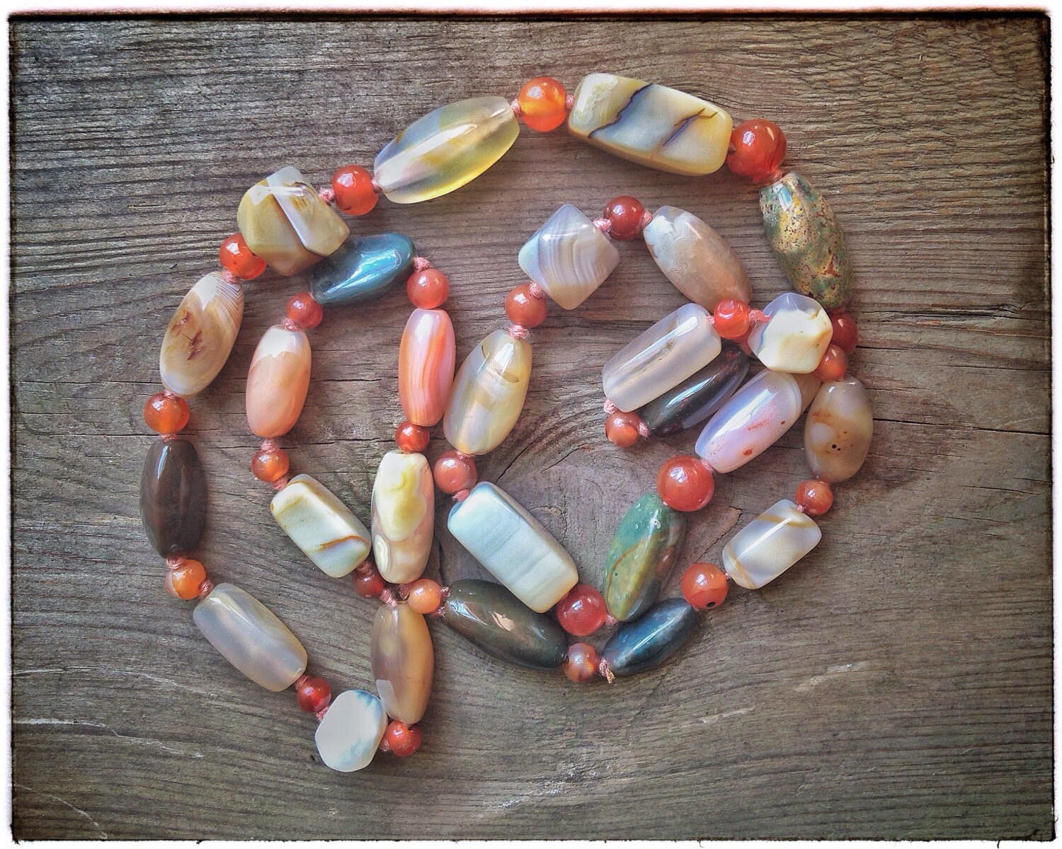 NATURAL AGATE Necklace, Gemstones Necklace, Vintage Agate Necklace ...