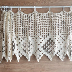 Hand Crochet Lace Kitchen Cafe Window Curtain Valance Rustic French ...