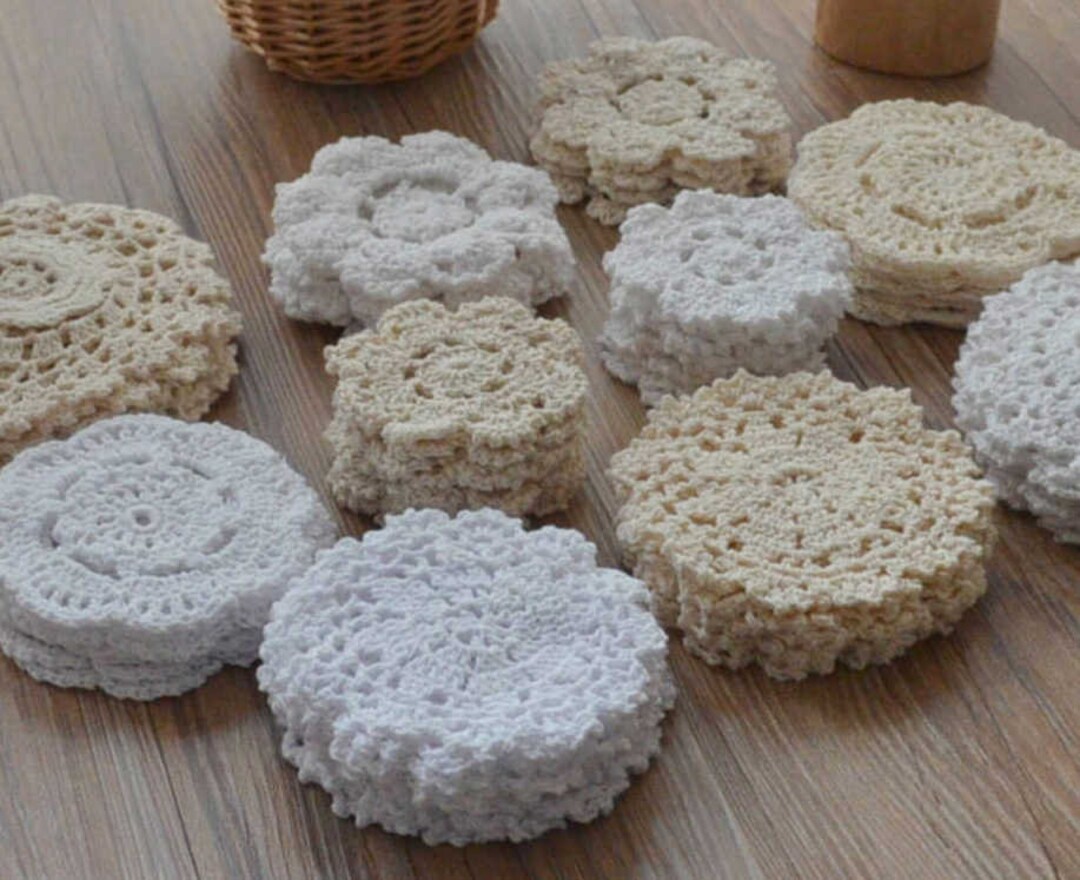Lot 100 Assorted Hand Crochet Round Small Lace Doilies Christmas ...