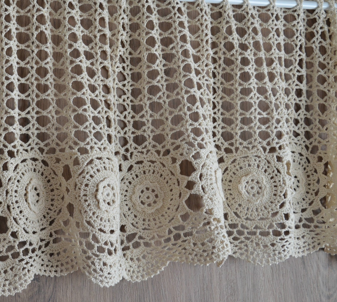 Hand Crochet Lace Kitchen Cafe Window Curtain Valance French - Etsy