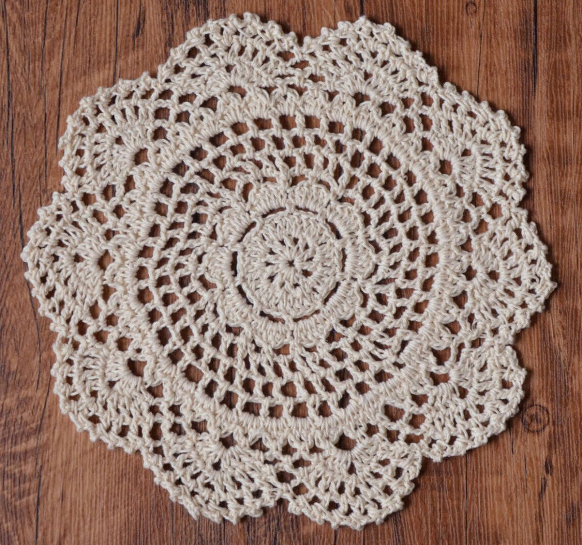 Set of 10 Hand Crochet Round Doilies Farmhouse Table Placemats Coasters ...