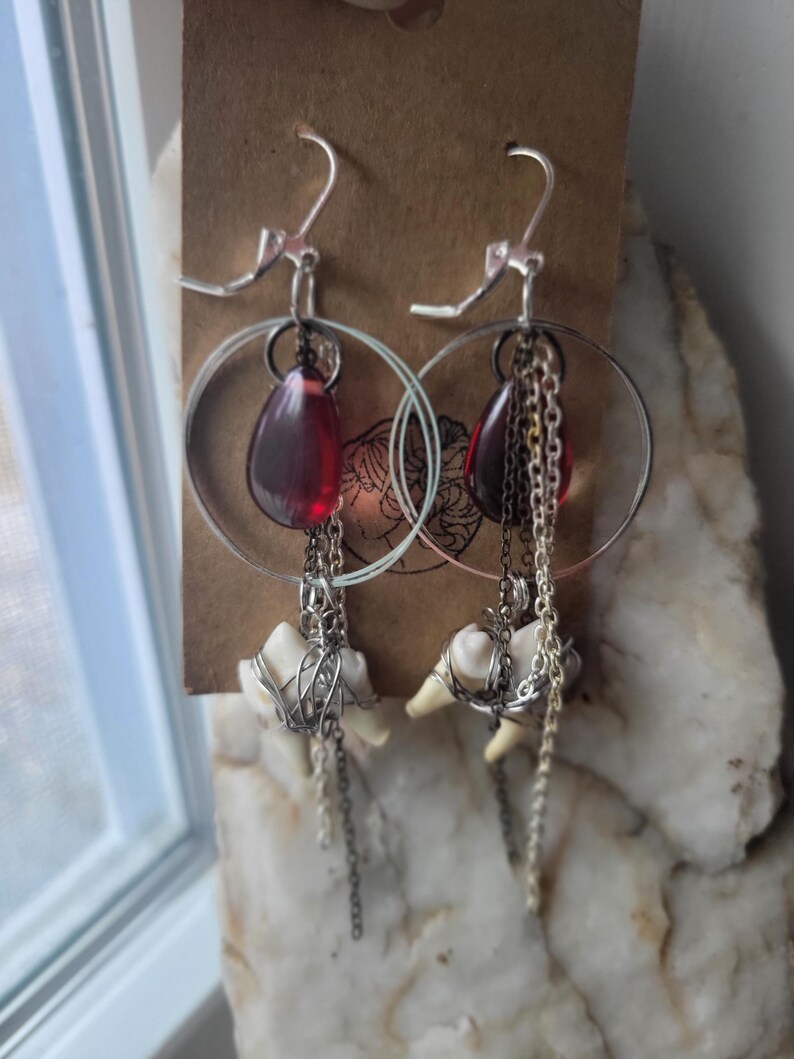 Witch of the Wild, Coyote Talismans and Garnet Fire Earrings - Etsy