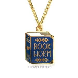 Bookworm Necklace, Cute Necklace, Charm Necklace, Pendant Necklace ...