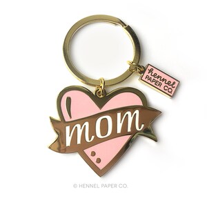 Mom Enamel Keychain - Gift for Mom - Mom Keychain - Mom Heart Keychain ...