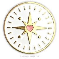 Blue and Gold Compass Pin. Stylish Hard Enamel Pin for Geography ...