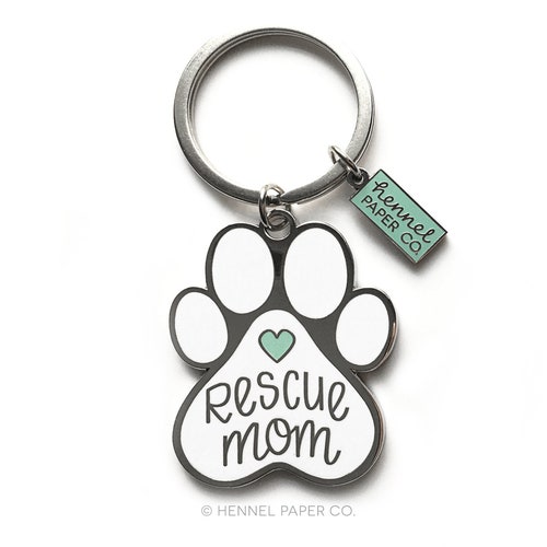 Rescue Mom Enamel Keychain Paw Print Keychain Cat Mom - Etsy