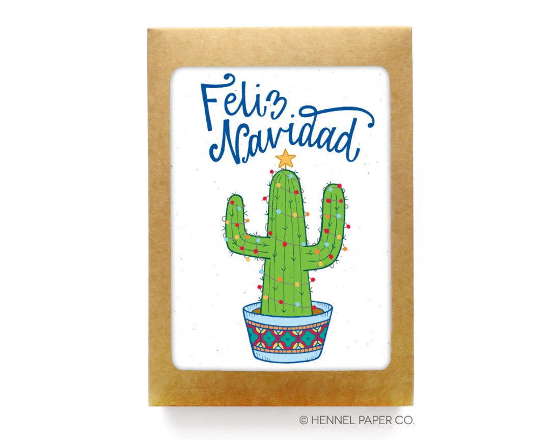 Feliz Navidad Cactus Christmas Card Set: Recycled Cardstock - Etsy