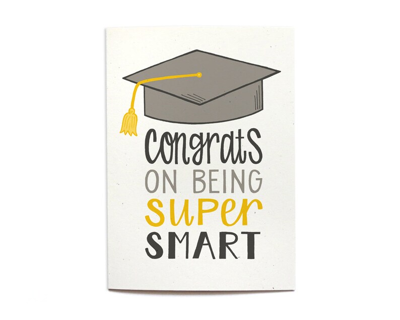 Graduation Card Super Smart Congrats Grad Graduation Cap | Etsy