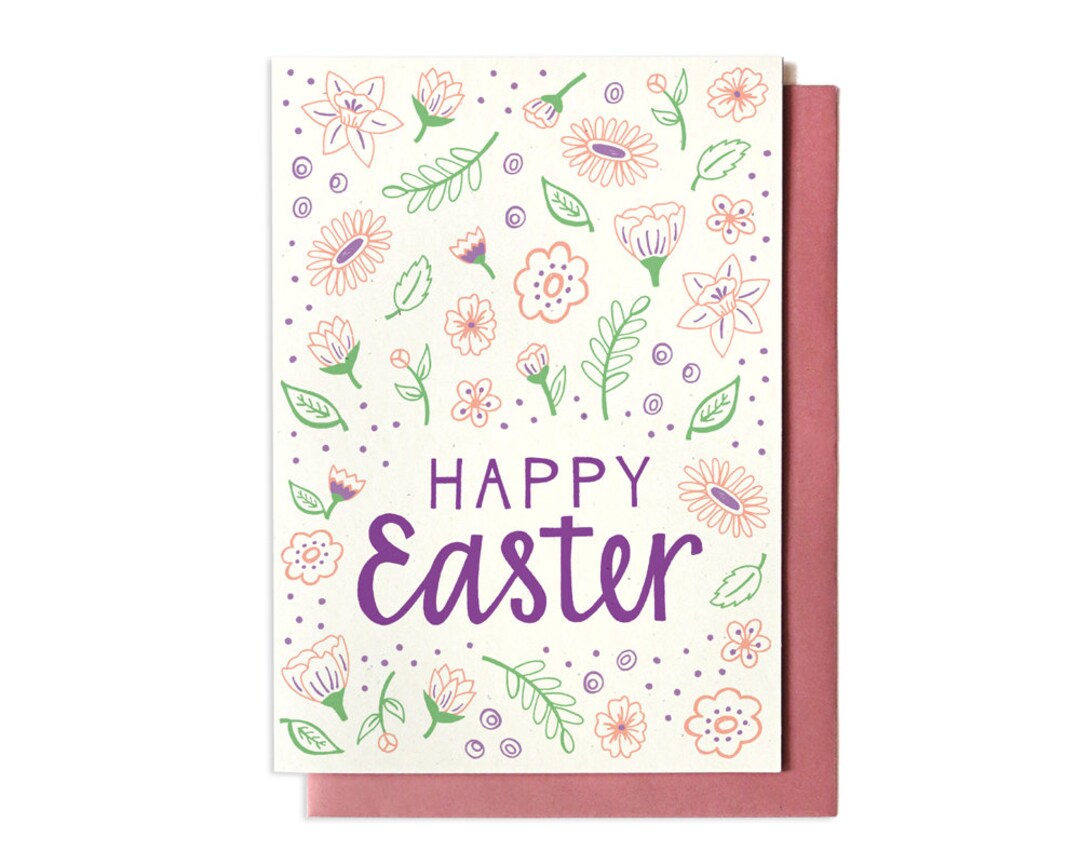 Easter Card - Easter Flowers - Happy Easter Card - Hennel Paper Co ...