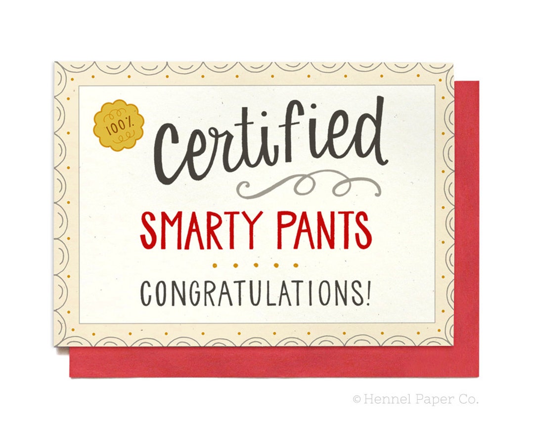 Funny Graduation Card: Certified Smarty Pants, Class of 2023 - Etsy