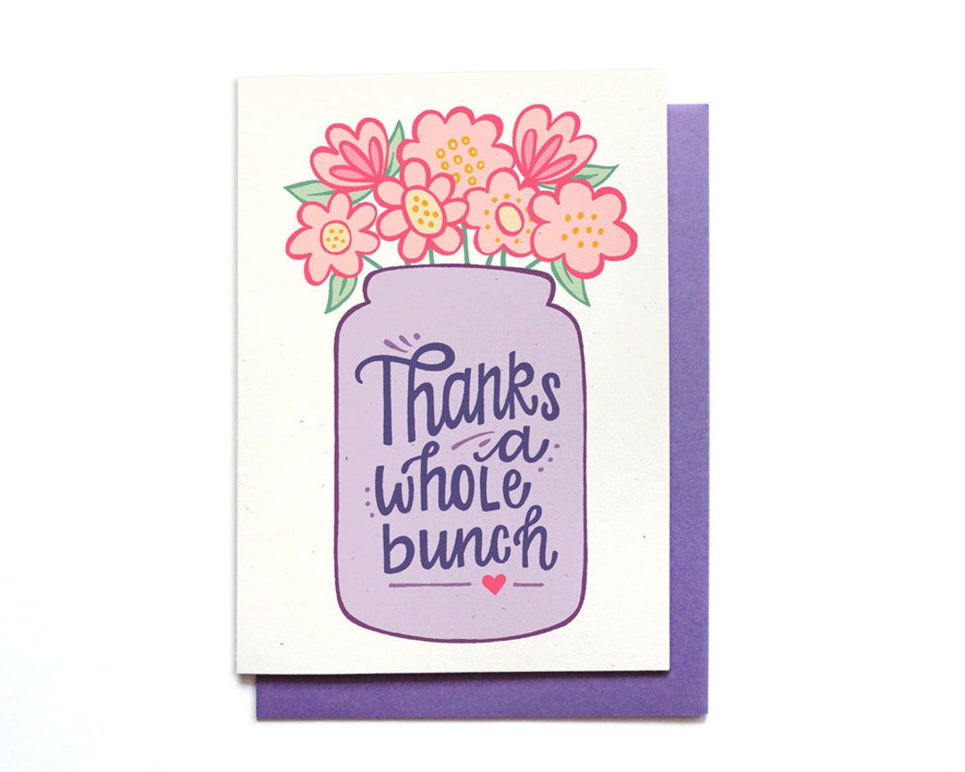 Purple Mason Jar Thank You Card: Thanks a Whole Bunch - Etsy