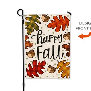 Happy Fall Garden Flag: Double Sided Plaid Leaves, Autumn Decor - Etsy