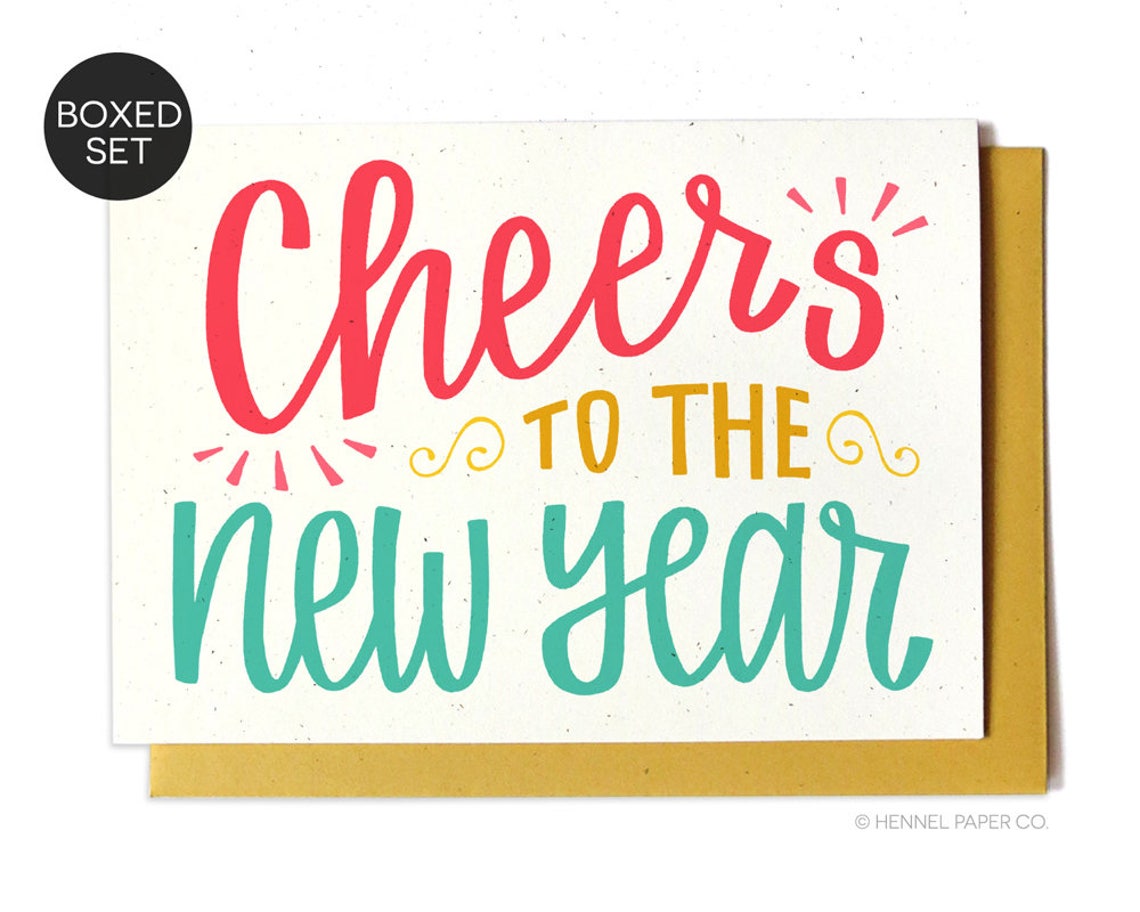 New Years Card Set Boxed Set Holiday Card Set Happy New - Etsy