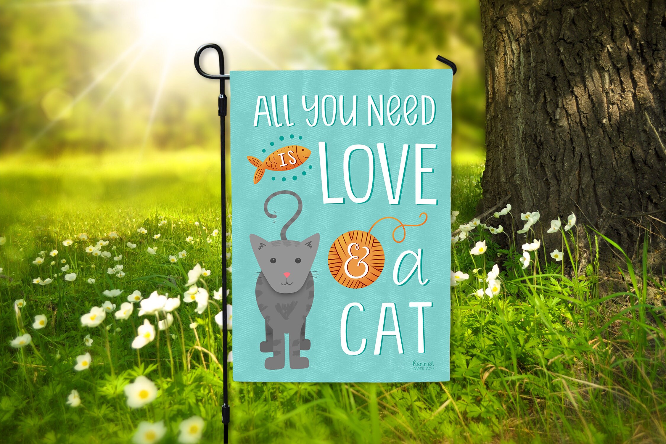 Cat Garden Flag Cat Mom Gift Cat Lady All You Need Is Love & A | Etsy