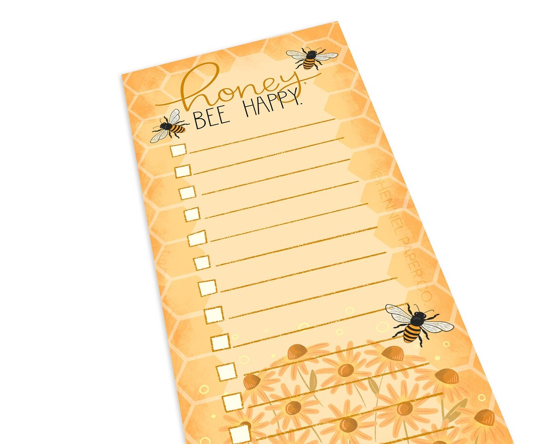 Honey Bee Happy Notepad Memo Pad Daily to Do List Desk - Etsy