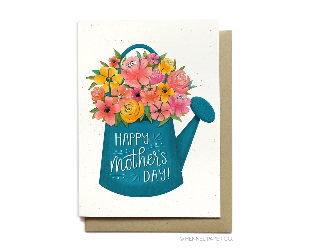 Watercolor Watering Can - Happy Mother's Day Card - Etsy