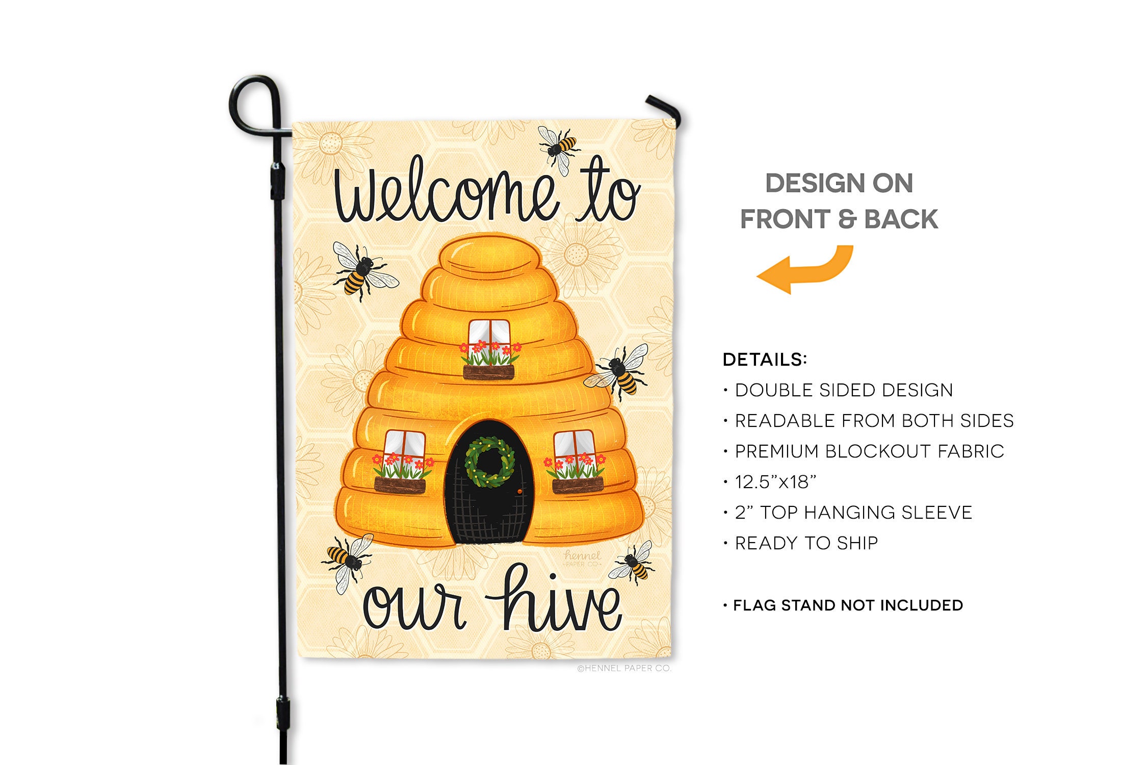 Welcome to Our Hive Garden Flag Yellow Bee Spring Summer Fall | Etsy