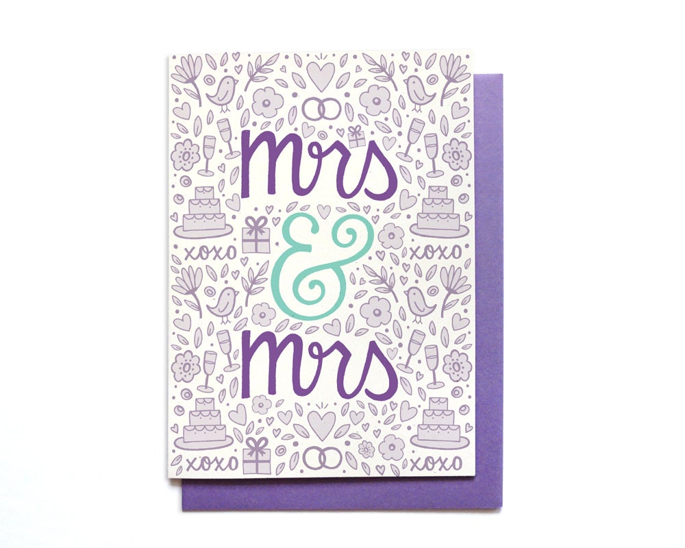 Lesbian Wedding Card Mrs And Mrs Wedding Congratulations Etsy