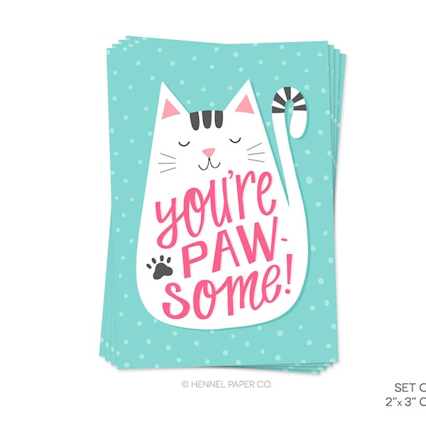 Thank You Cards Cat Set - Etsy