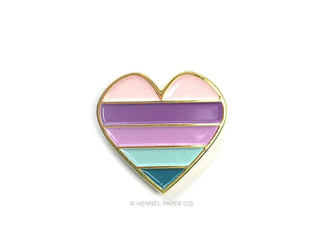 Heart Enamel Pin - Lapel Pin - Heart Pin - Rainbow Brooch - Best Friend ...