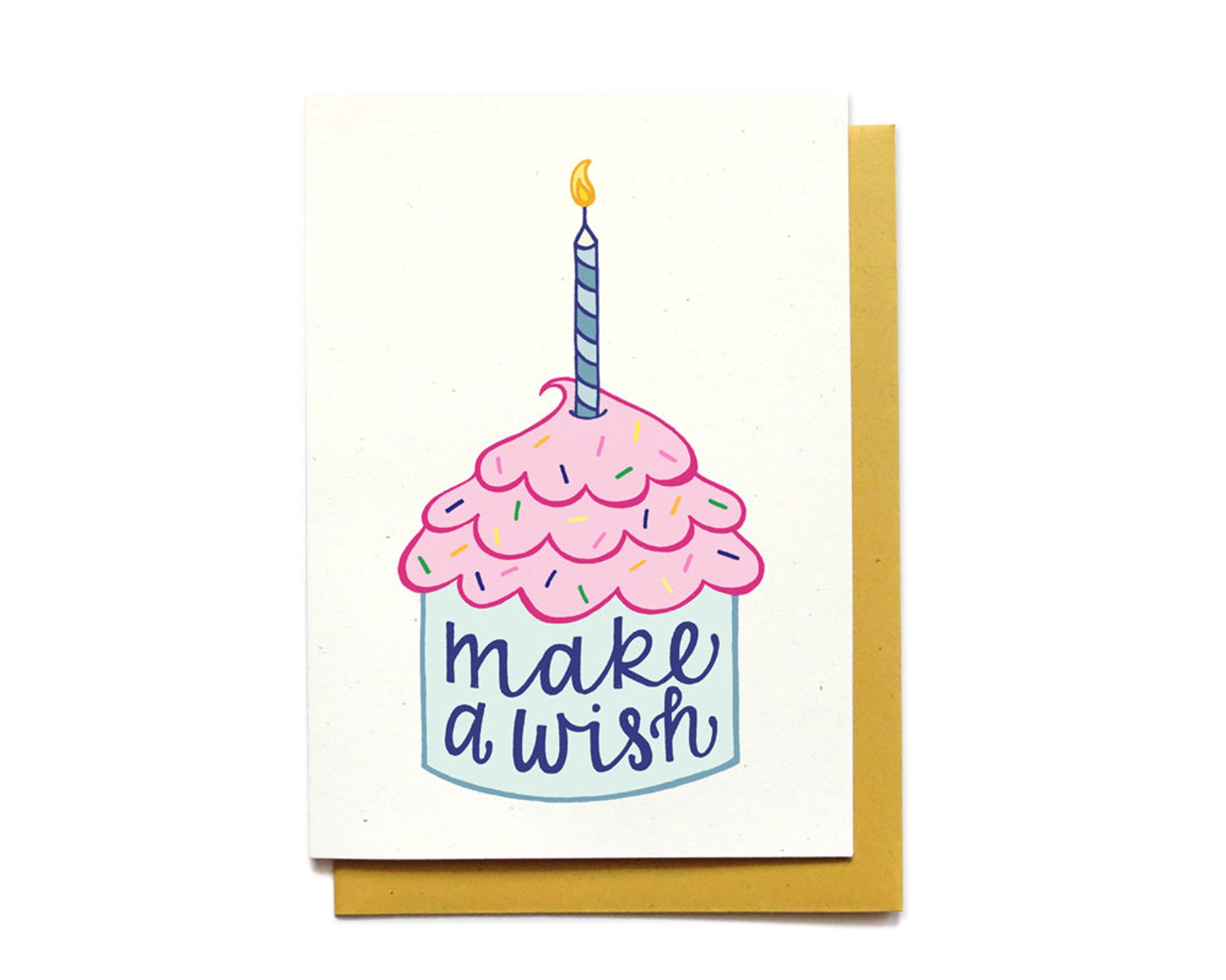 Birthday Card Make A Wish Cupcake Birthday Card - Etsy