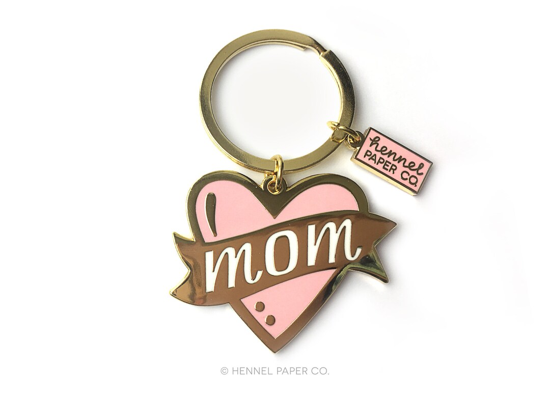 Mom Enamel Keychain - Gift for Mom - Mom Keychain - Mom Heart Keychain ...