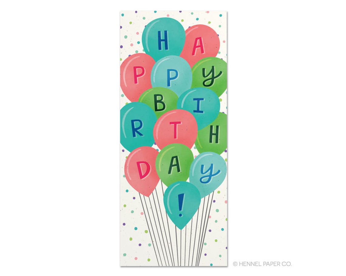 Birthday Card Birthday Balloons Money Card Happy Birthday - Etsy