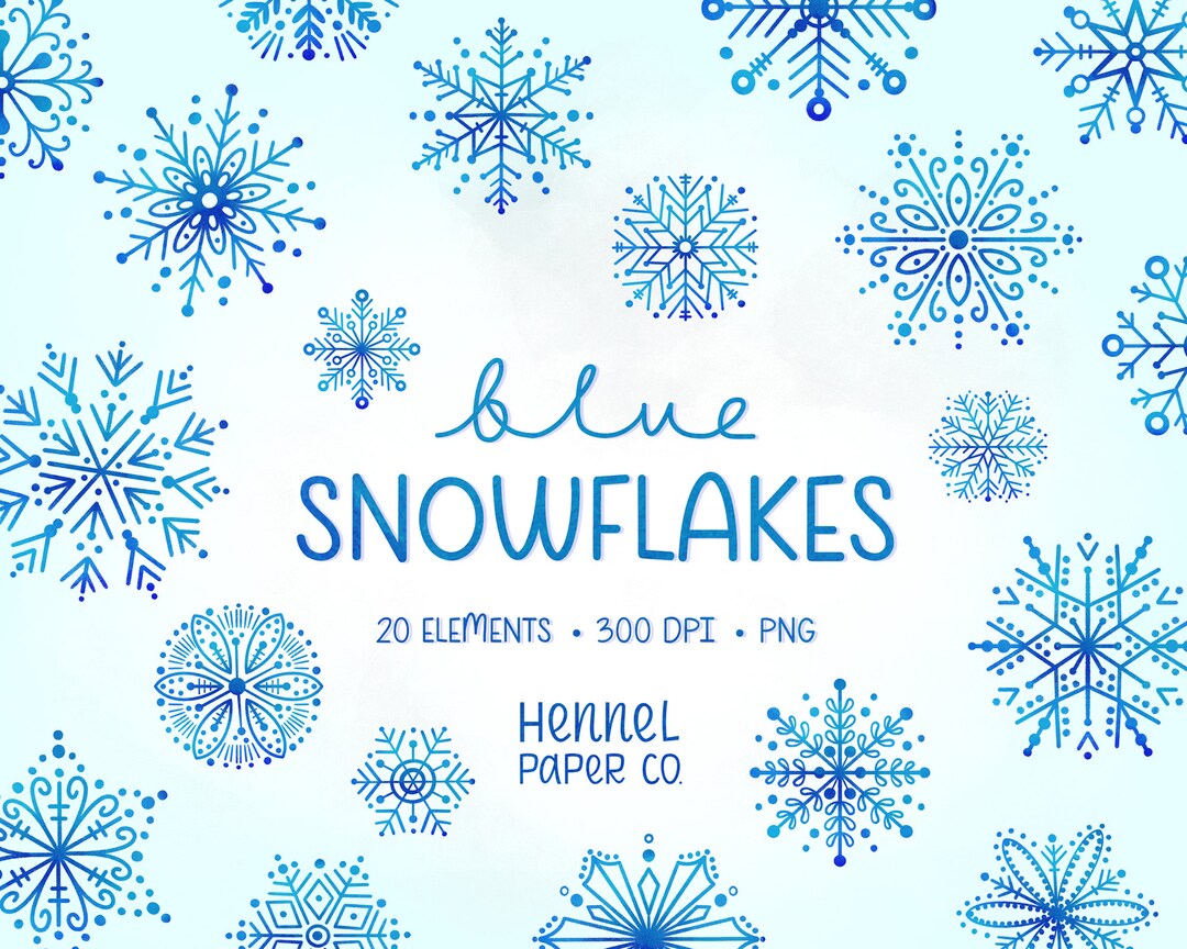 Snowflake Clipart - Blue Watercolor Snowflake Clipart - Winter ...