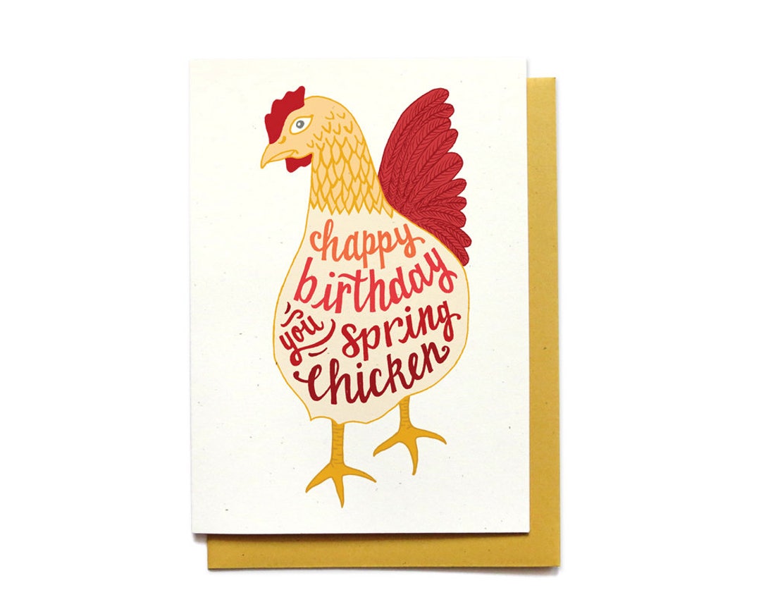 Funny Spring Chicken Birthday Card: Humorous Greeting - Etsy