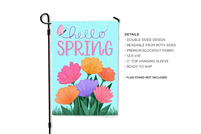 Double Sided Hello Spring Garden Flag: Floral Outdoor Decor - Etsy