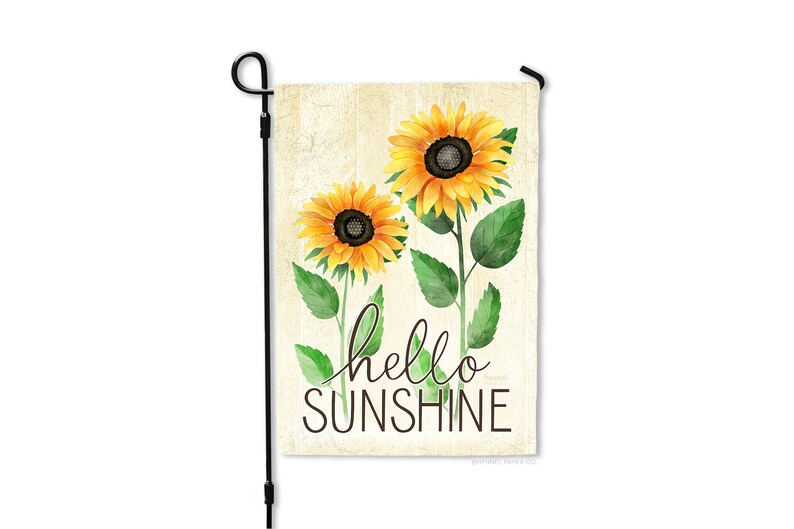 Hello Sunshine Sunflowers Garden Flag DOUBLE SIDED Watercolor | Etsy