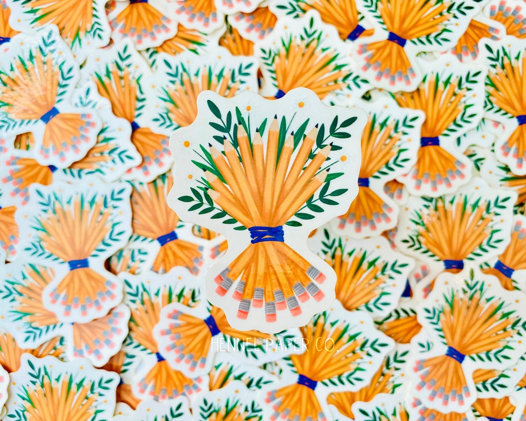 Bouquet of Pencils Clear Vinyl Sticker Teacher Appreciation Gift for ...