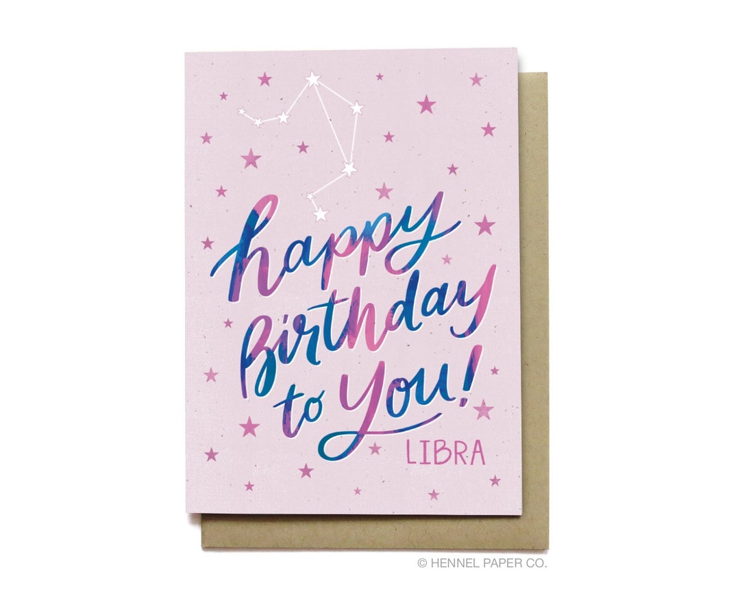 Libra Birthday Card - Zodiac Birthday Card - Astrology Birthday Card ...