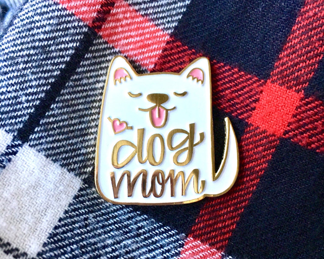Dog Mom Enamel Pin: White & Gold Lapel Pin - Etsy